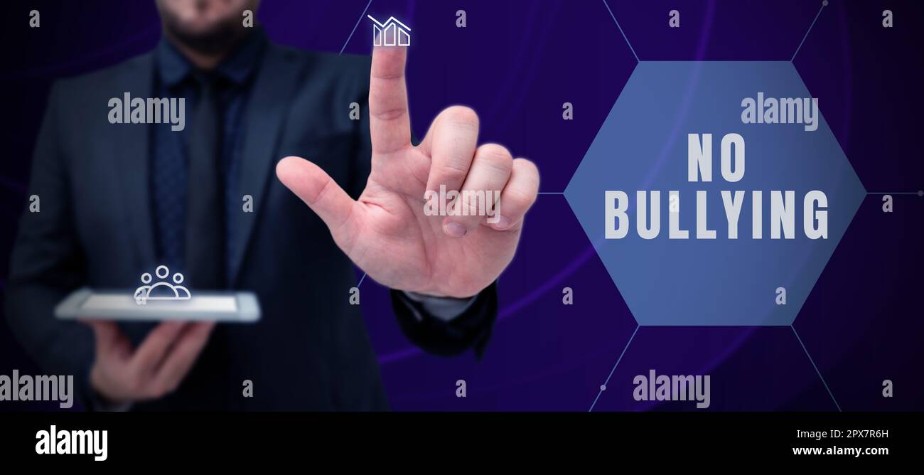 Text showing inspiration No Bullying, Concept meaning stop aggressive ...