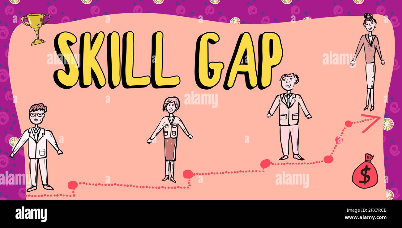 Text showing inspiration Skill Gap, Conceptual photo Refering to a ...