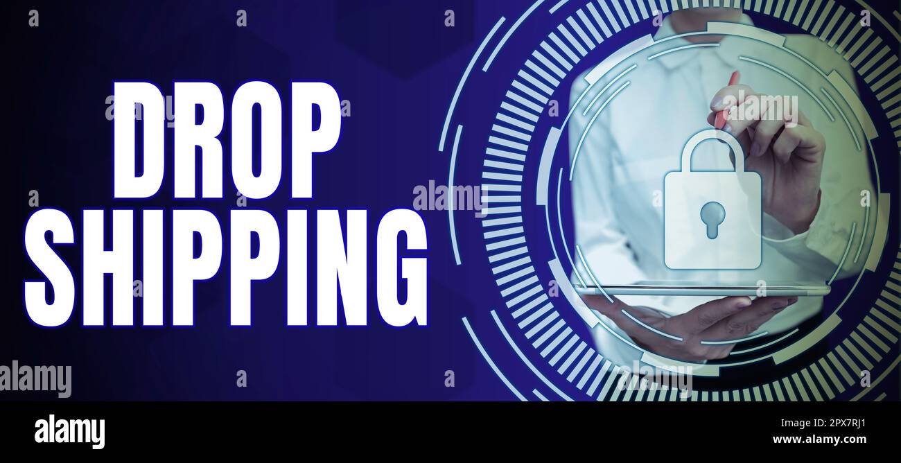 Writing displaying text Drop Shipping, Business idea to send goods from ...