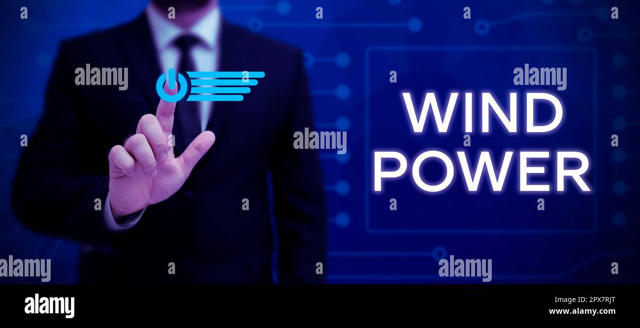 Conceptual display Wind Power, Word Written on use of air flow to ...