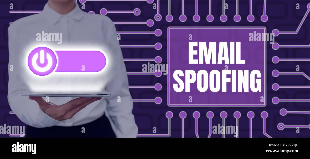 Text caption presenting Email Spoofing, Business overview secure the ...