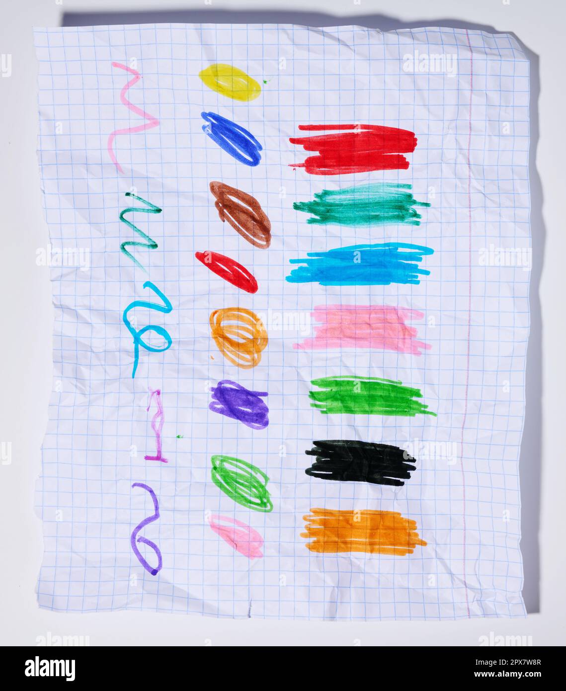 Multi-colored marker swatches on checkered paper Stock Photo - Alamy