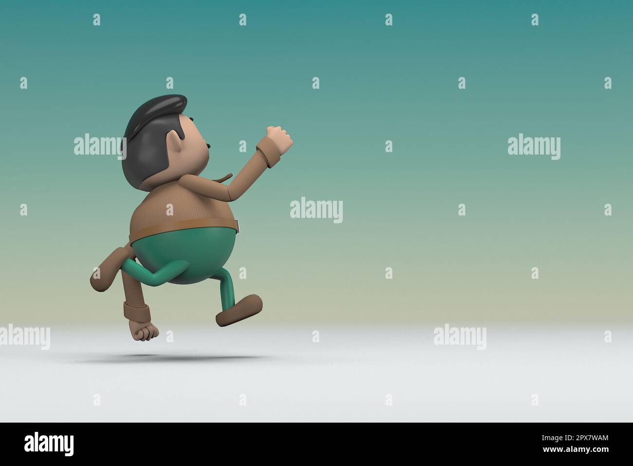 The man with mustache wearing a brown long shirt green pants. He is ...