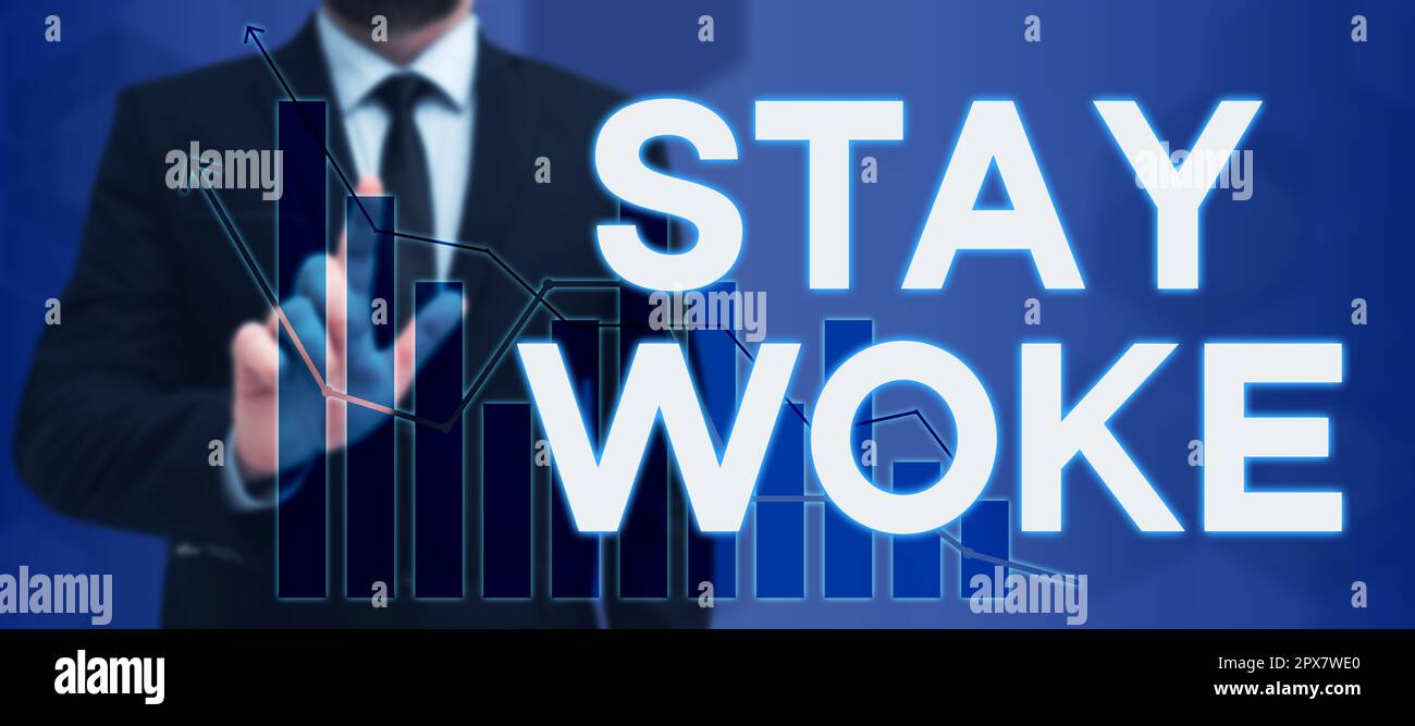 Text sign showing Stay Woke, Word Written on being aware of your ...