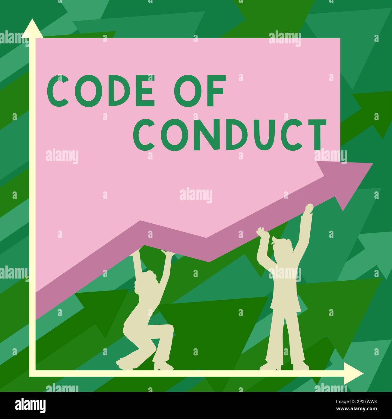 Sign displaying Code Of Conduct, Business showcase Ethics rules moral ...