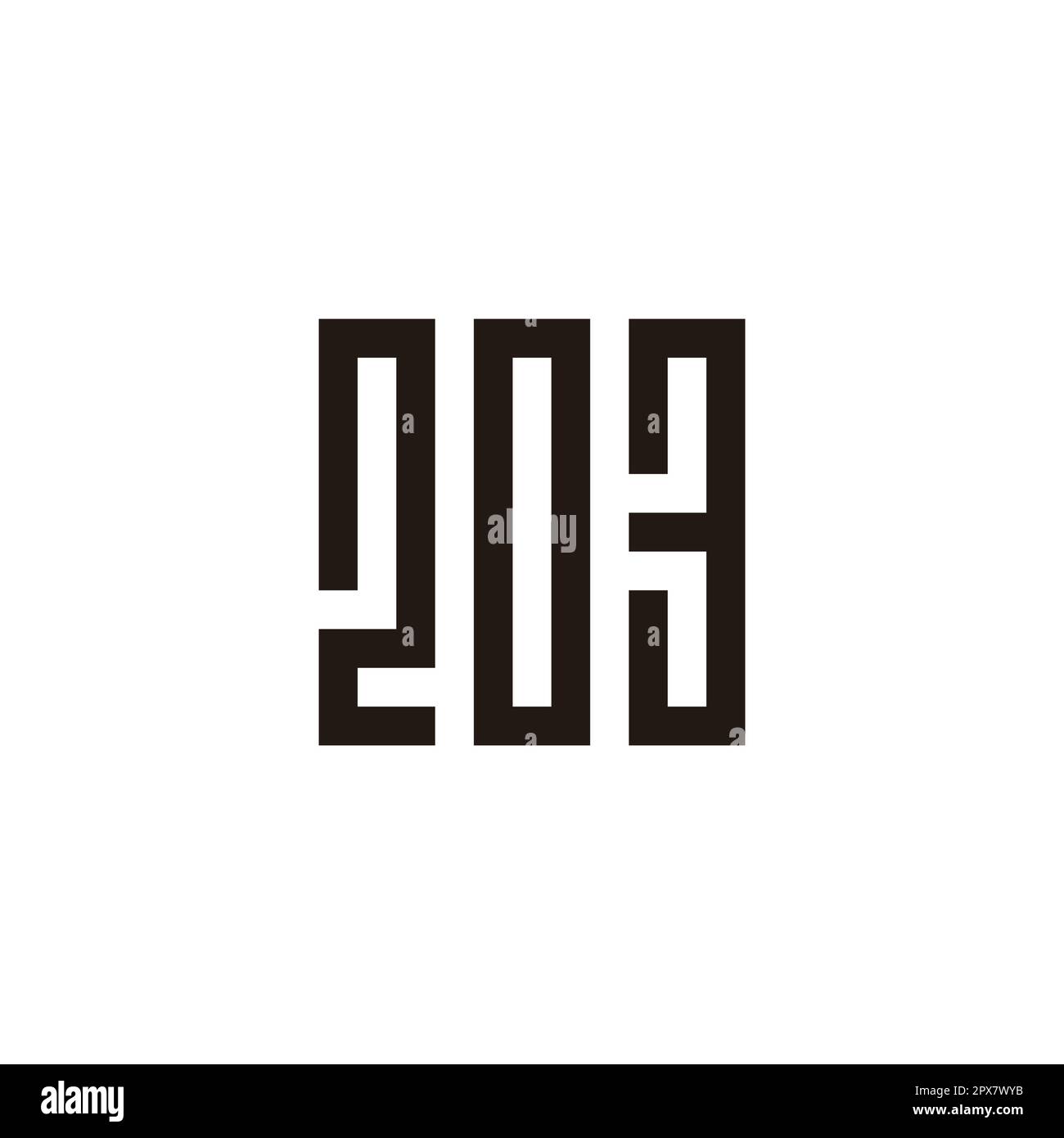 Number 2, 0 and 3 square, rectangle geometric symbol simple logo vector ...