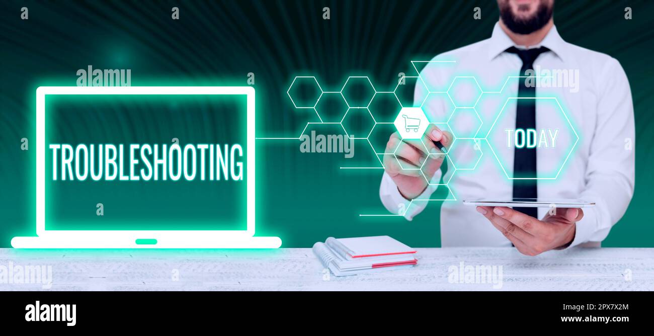 Inspiration showing sign Troubleshooting, Concept meaning an act of ...
