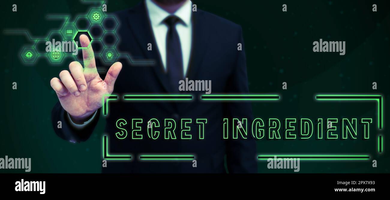 Text showing inspiration Secret Ingredient, Word Written on special ...