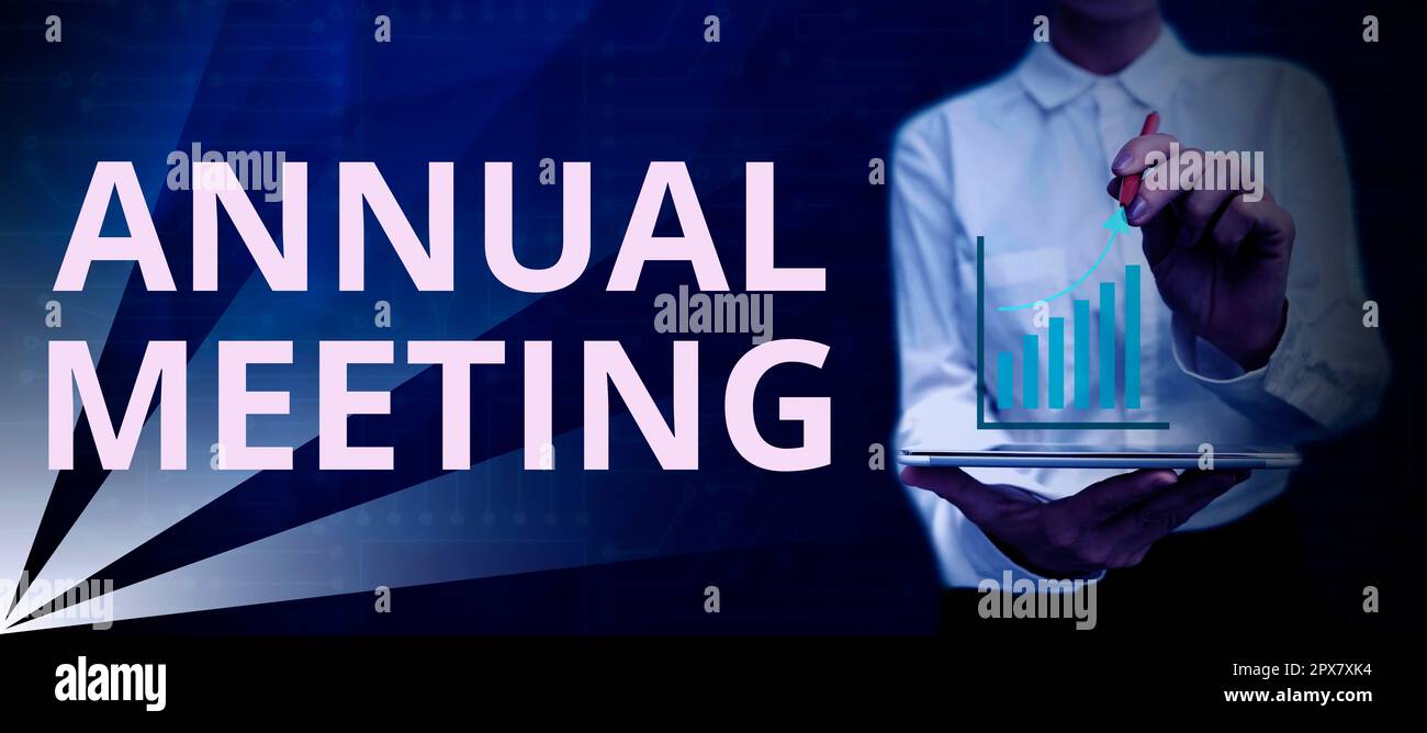 Text showing inspiration Annual Meeting, Concept meaning Yearly ...