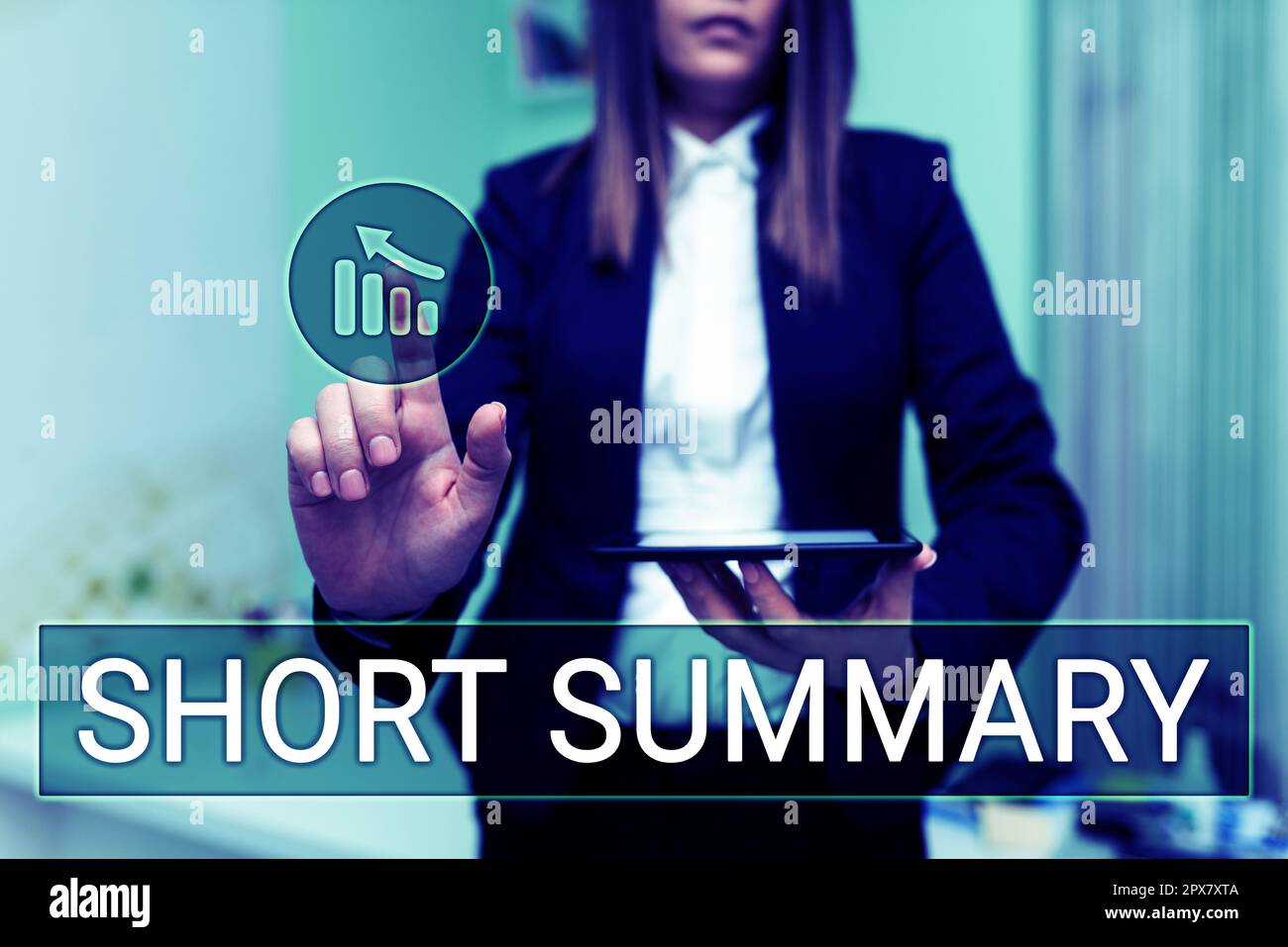 Text caption presenting Short Summary, Word Written on Brief statement of main points clear ...