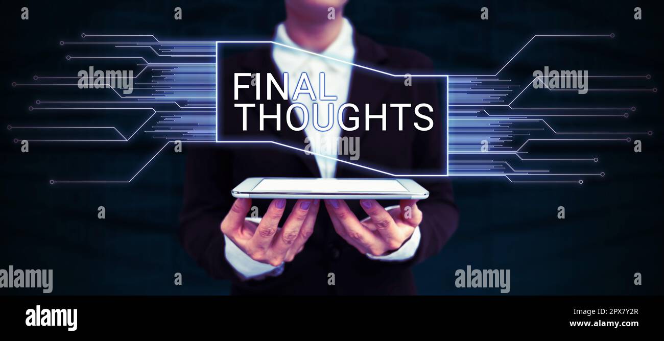 Text showing inspiration Final Thoughts, Business idea Conclusion Last ...