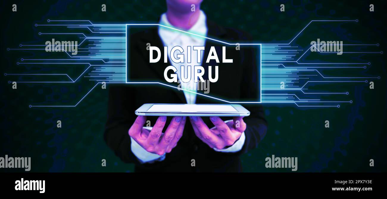 Handwriting text Digital Guru, Word for teacher and intellectual guide ...