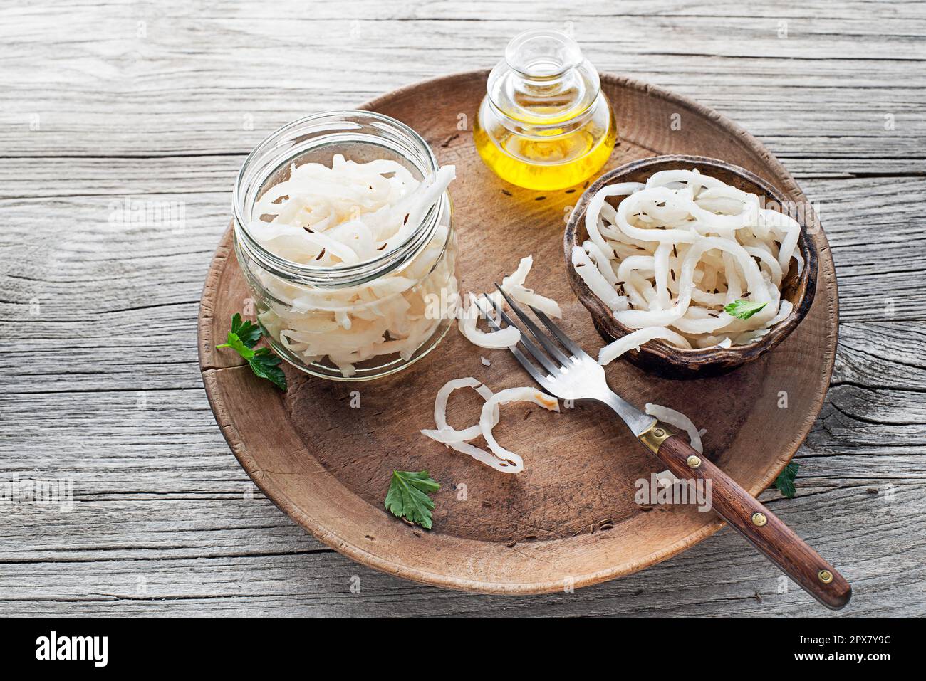 Traditional fresh and healthy sour turnip on wooden background Stock ...