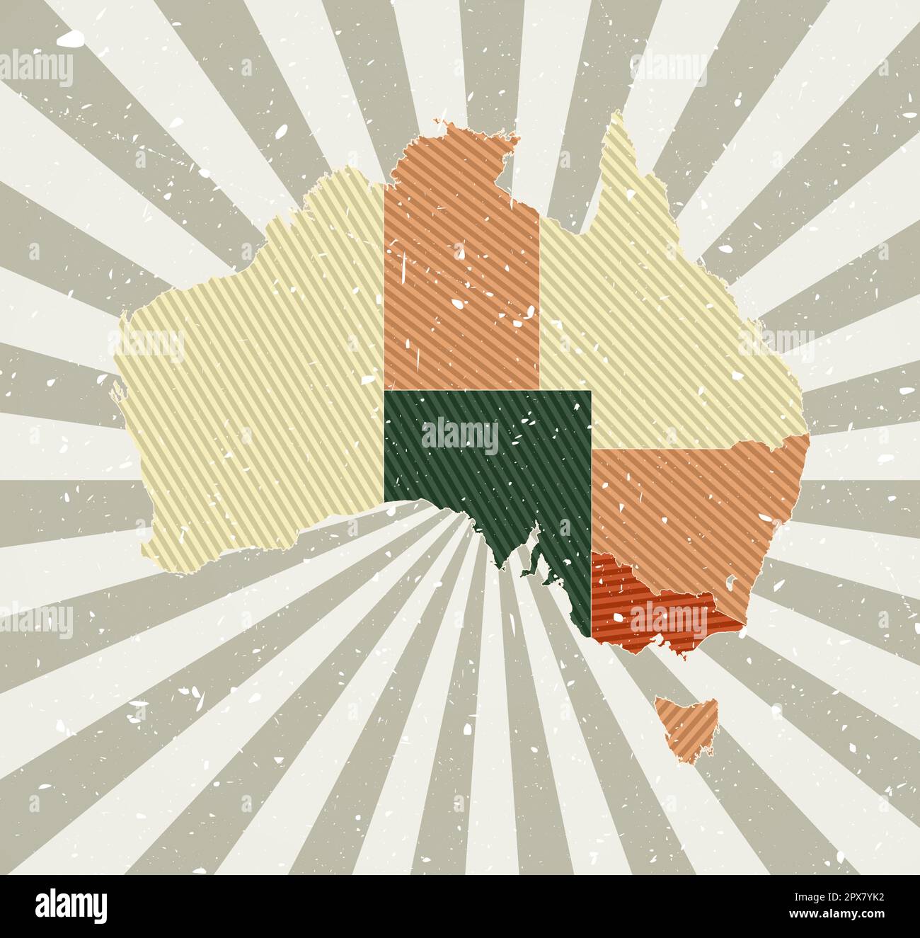 Australia vintage map. Grunge poster with map of the country in retro ...