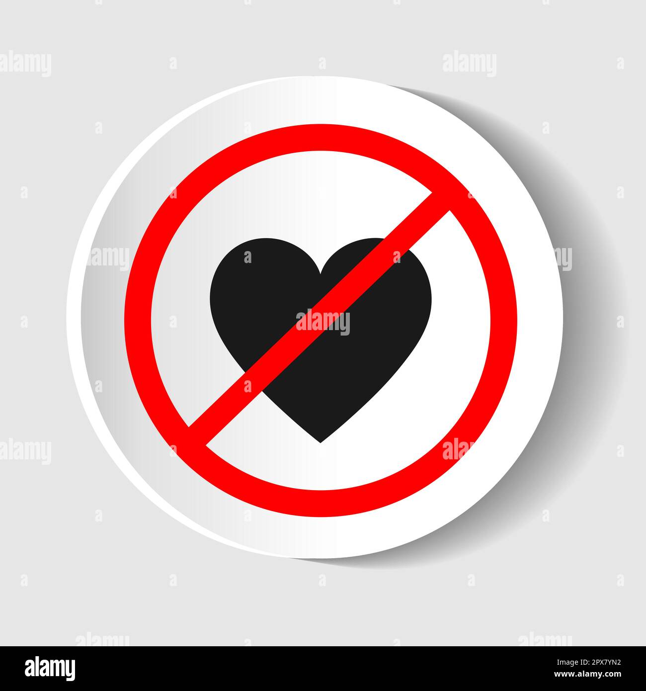 NO LOVE crossed out sign. Red heart icon in circle Stock Vector Image ...