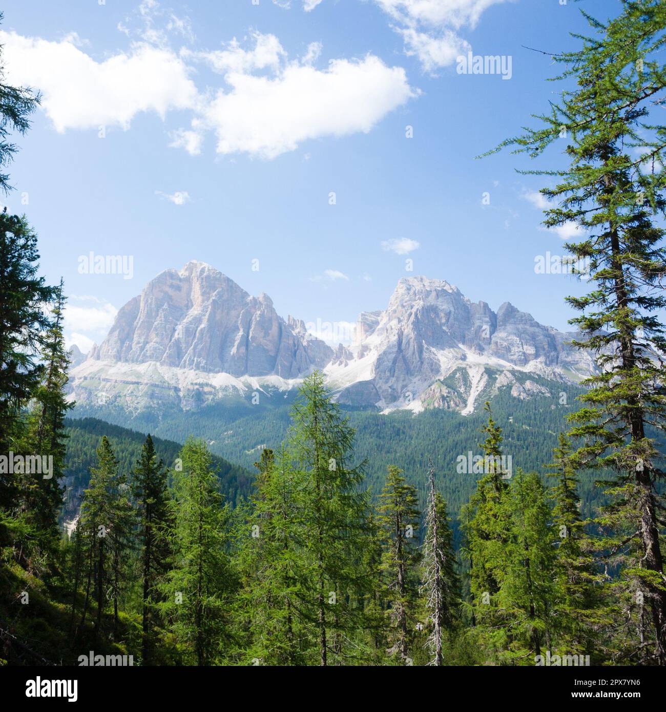 Dolomites range landscape. Summer mountain panorama. Italian dolomites ...