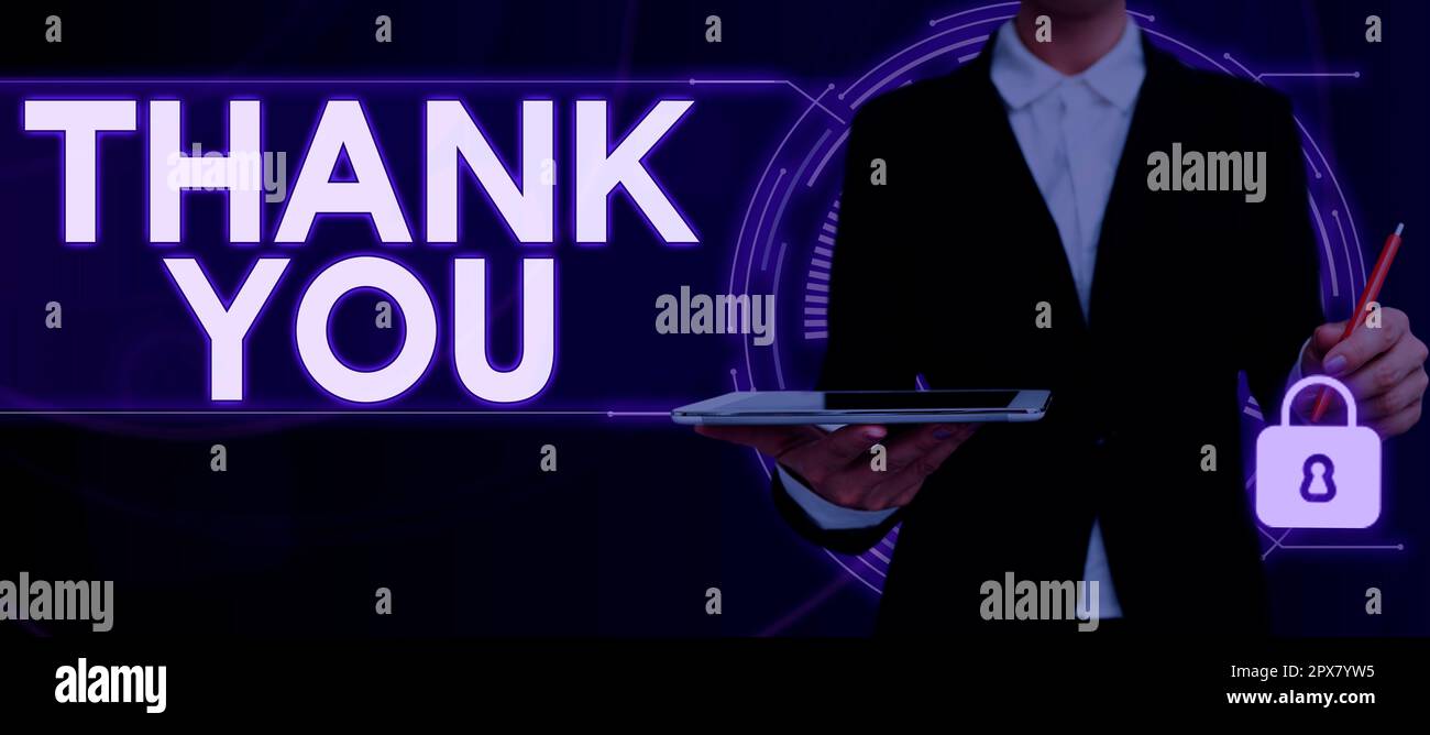 Text showing inspiration Thank You, Internet Concept replaying on something good or greetings ...