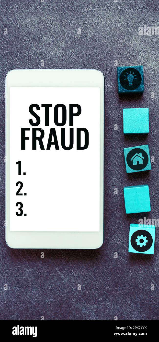 Conceptual display Stop Fraud, Word Written on campaign advices people ...