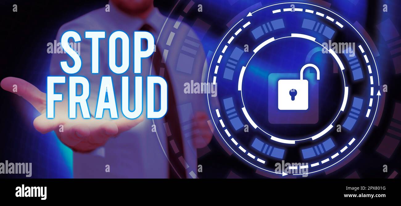 Text caption presenting Stop Fraud, Word for campaign advices people to ... Text caption presenting Stop Fraud, Word for campaign advices people to ...