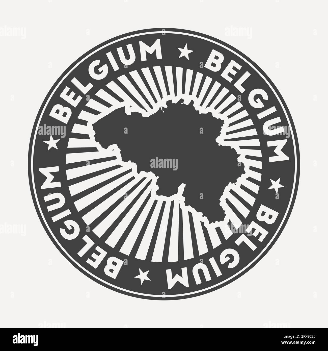 Belgium round logo. Vintage travel badge with the circular name and map of country, vector ...