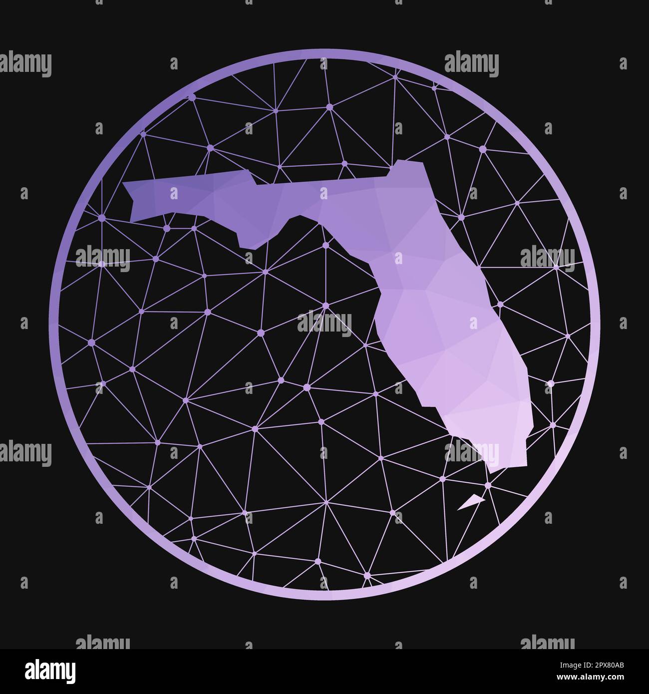 Florida icon. Vector polygonal map of the US state. Florida icon in ...