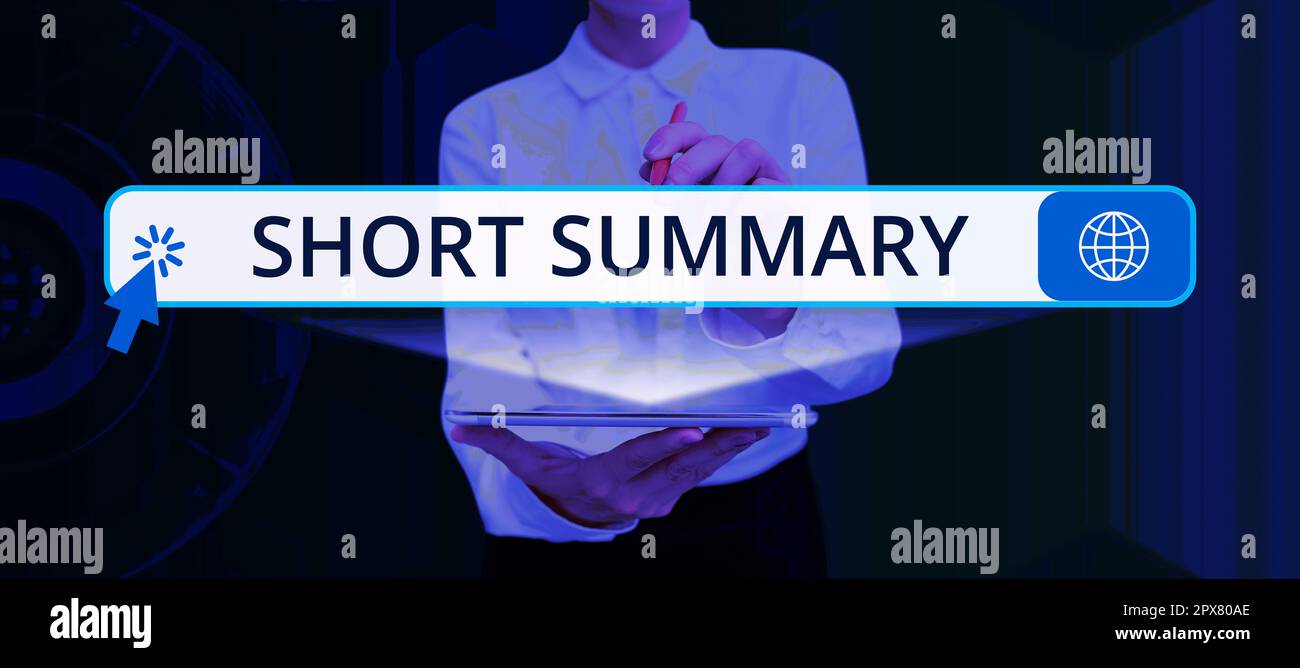 Hand writing sign Short Summary, Internet Concept Brief statement of main points clear Stock ...