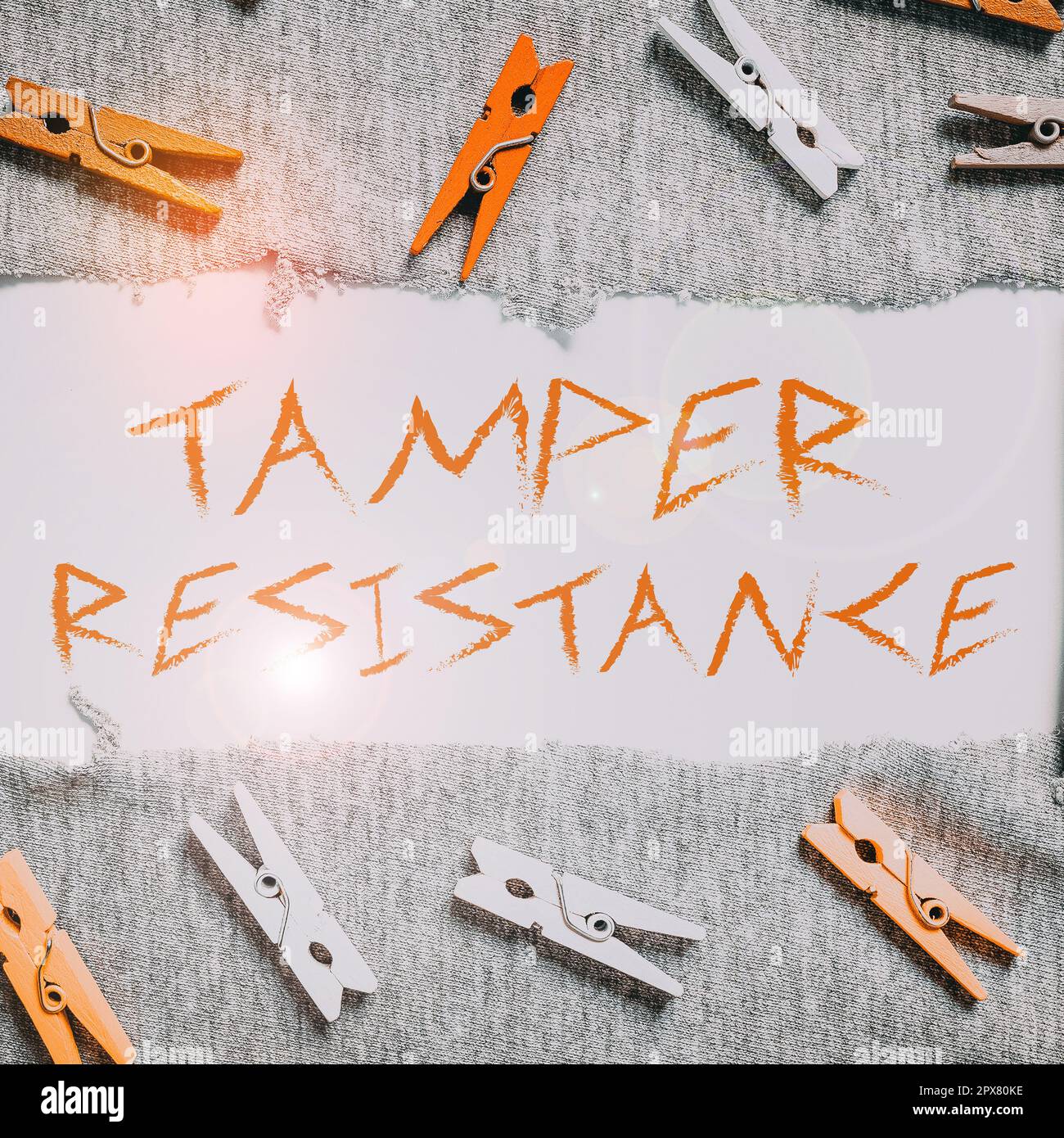 Text caption presenting Tamper Resistance, Conceptual photo resilent to ...