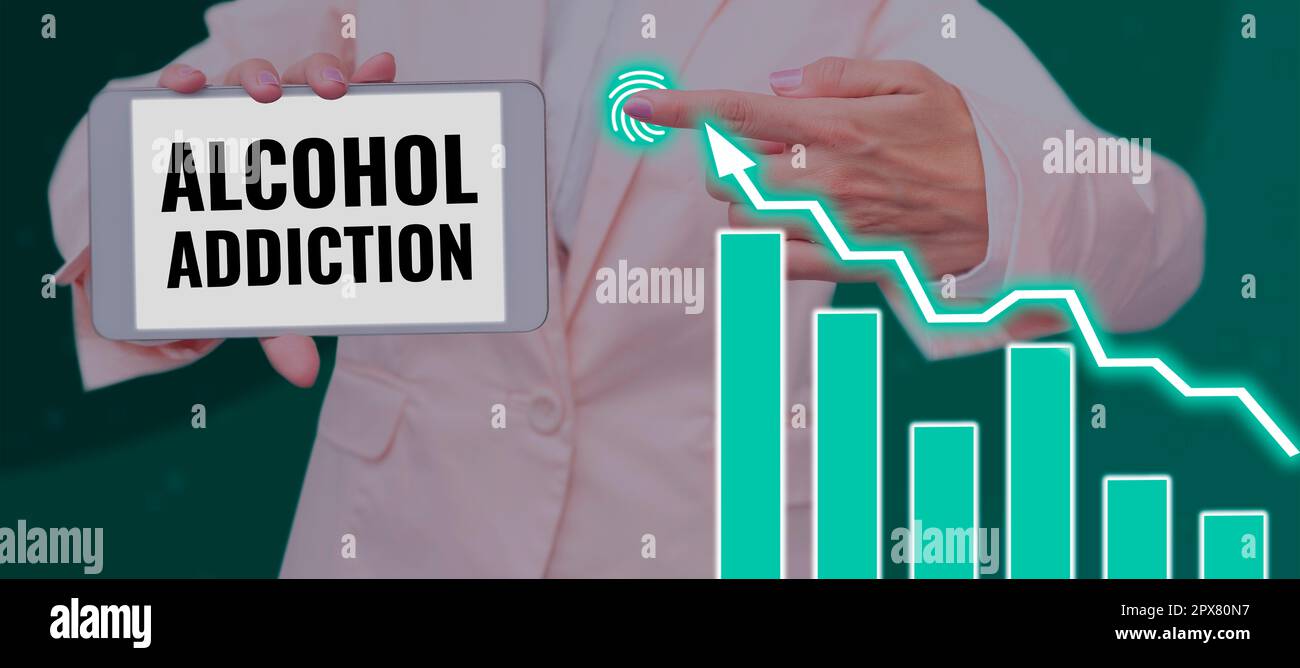 Text sign showing Alcohol Addiction, Business concept characterized by ...