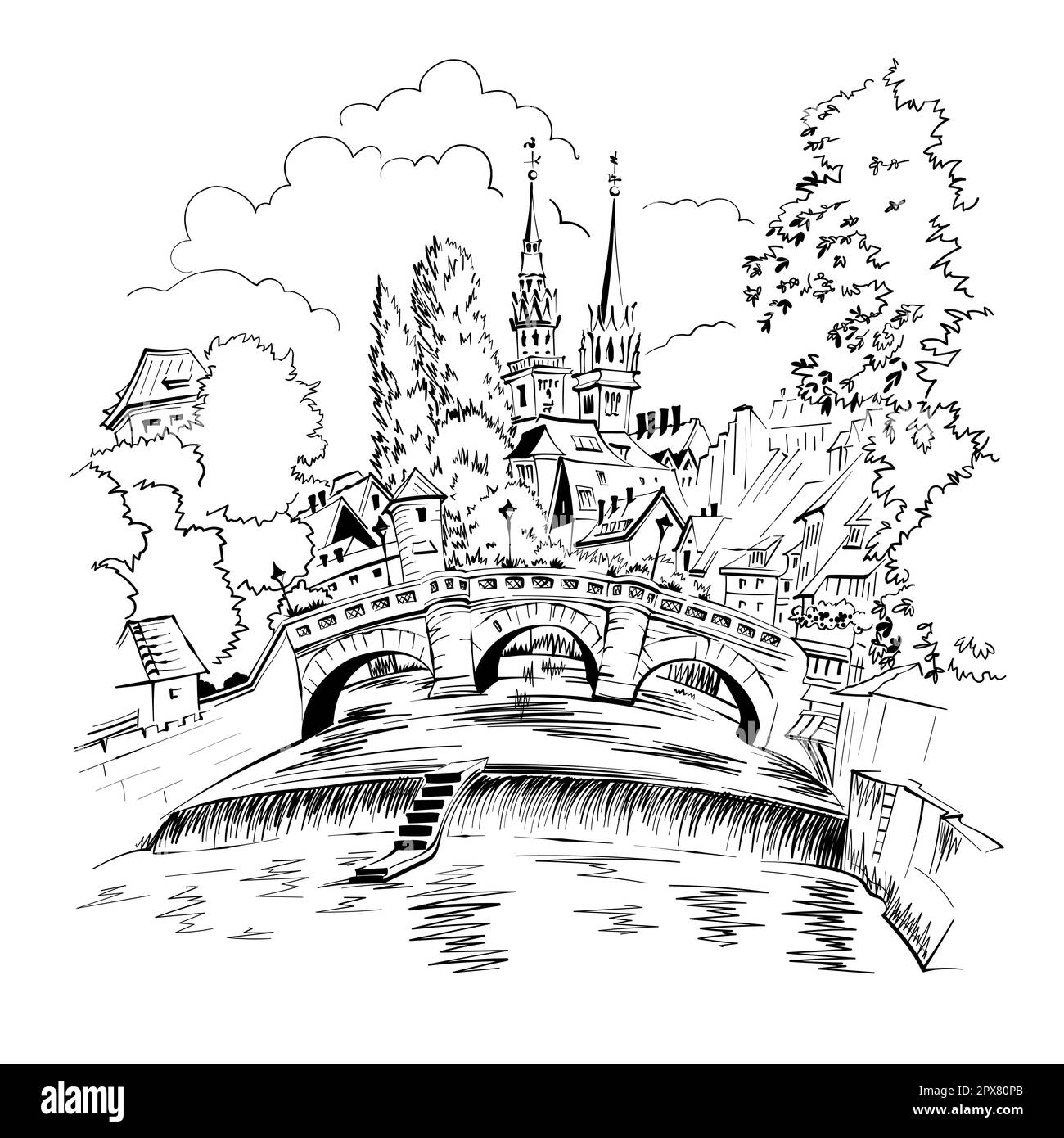 Medieval bridge clipart hi-res stock photography and images - Alamy