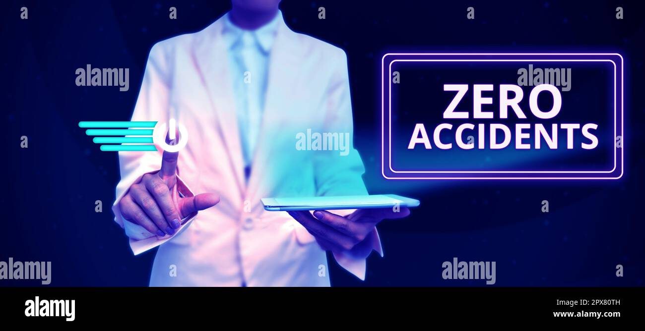 Text caption presenting Zero Accidents, Business concept important ...