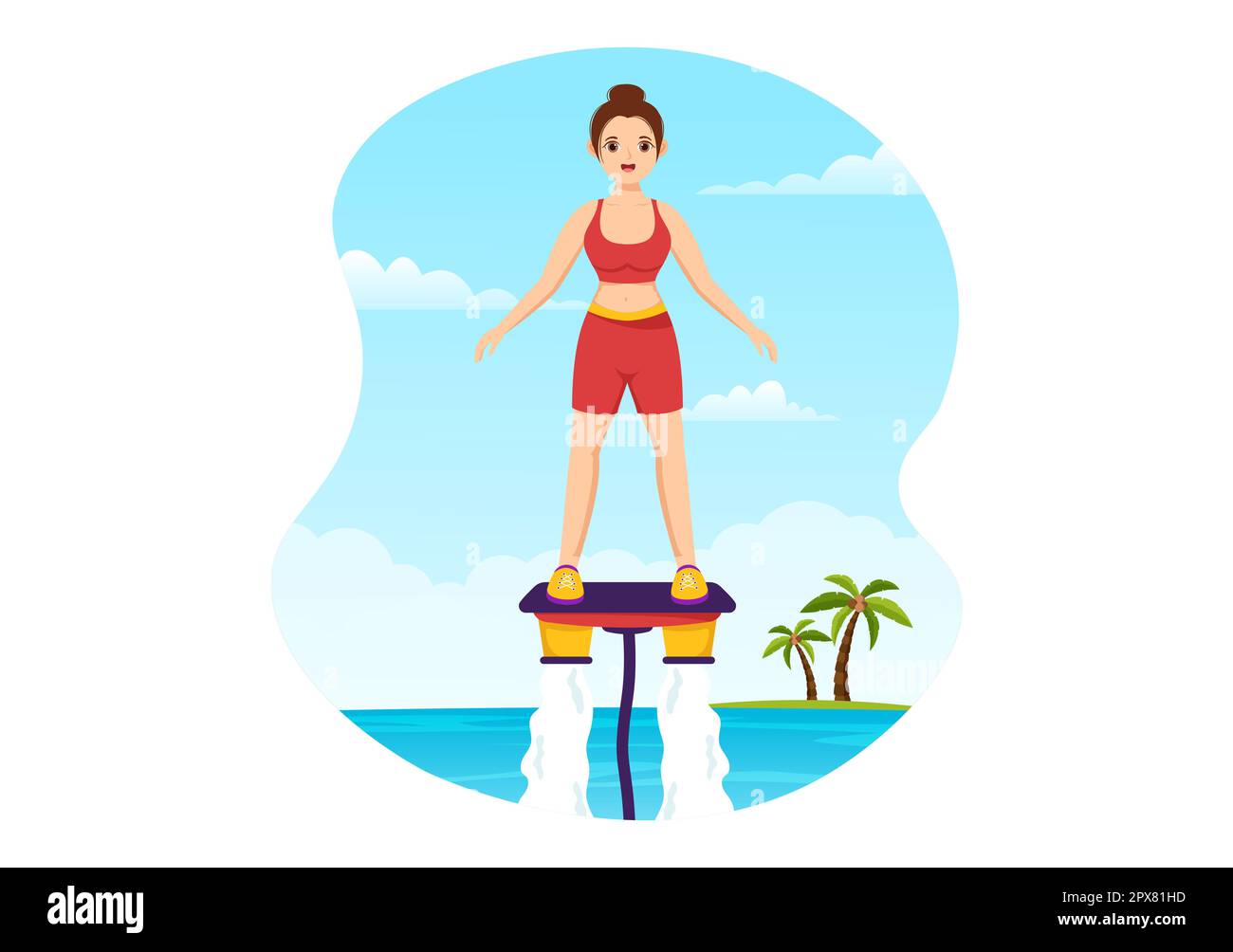Flyboard Illustration with People Riding Jet Pack in Summer Beach ...