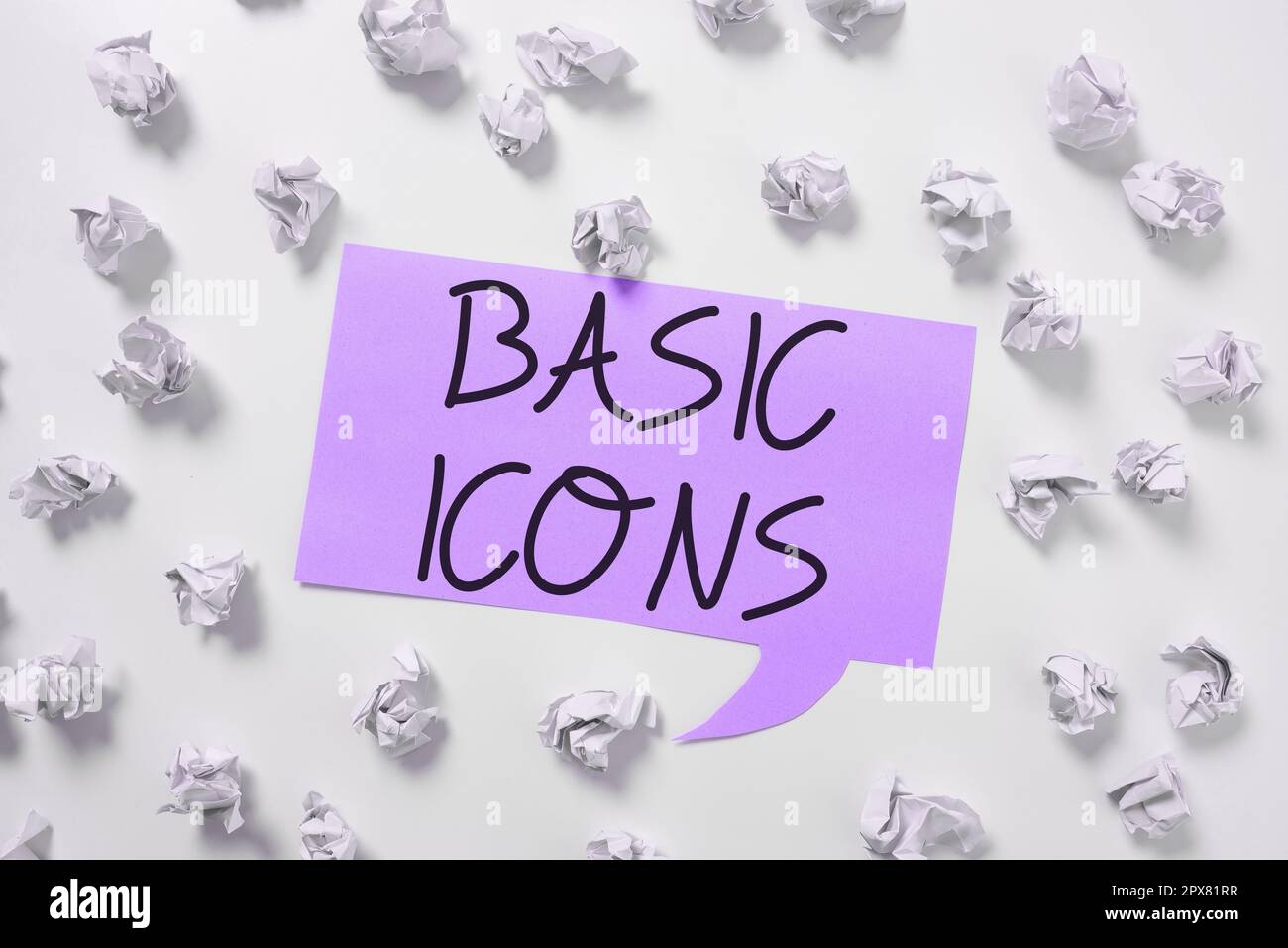 Conceptual caption Basic Icons, Business overview pictogram or ideogram ...