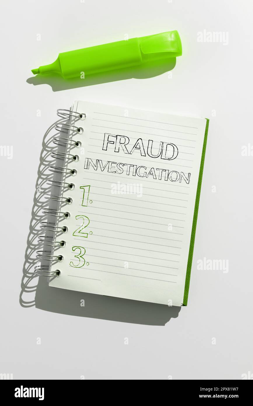 Hand writing sign Fraud Investigation, Word Written on process of ...
