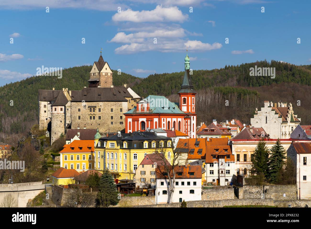 Loket castle and old town, Western Bohemia, Czech Republic Stock Photo ...