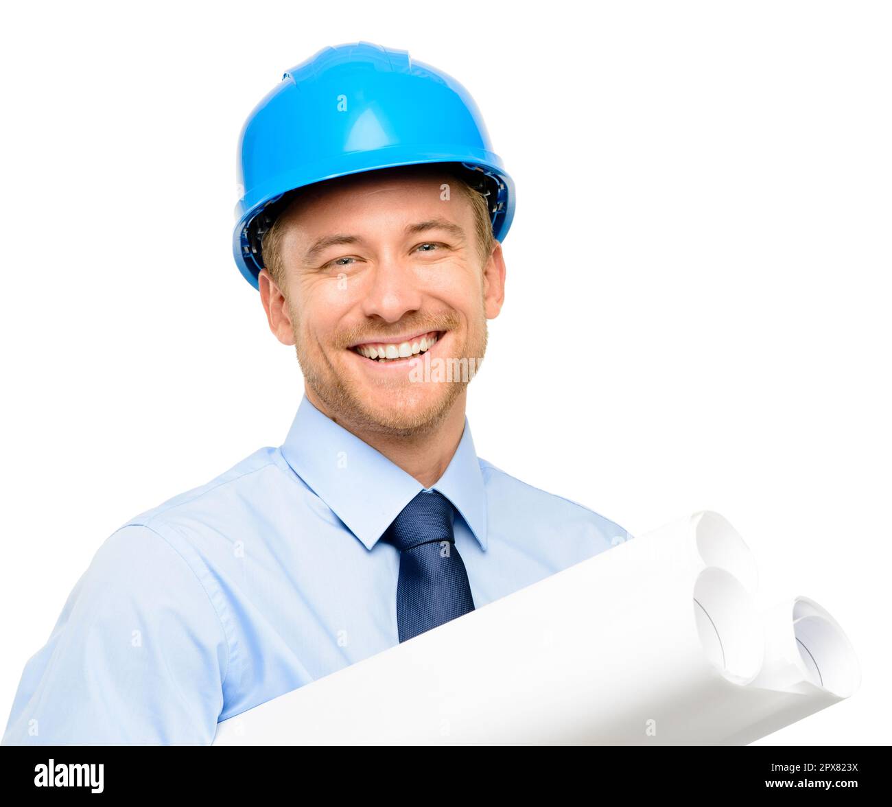 Lets check out the designs. a handsome young contractor standing alone ...