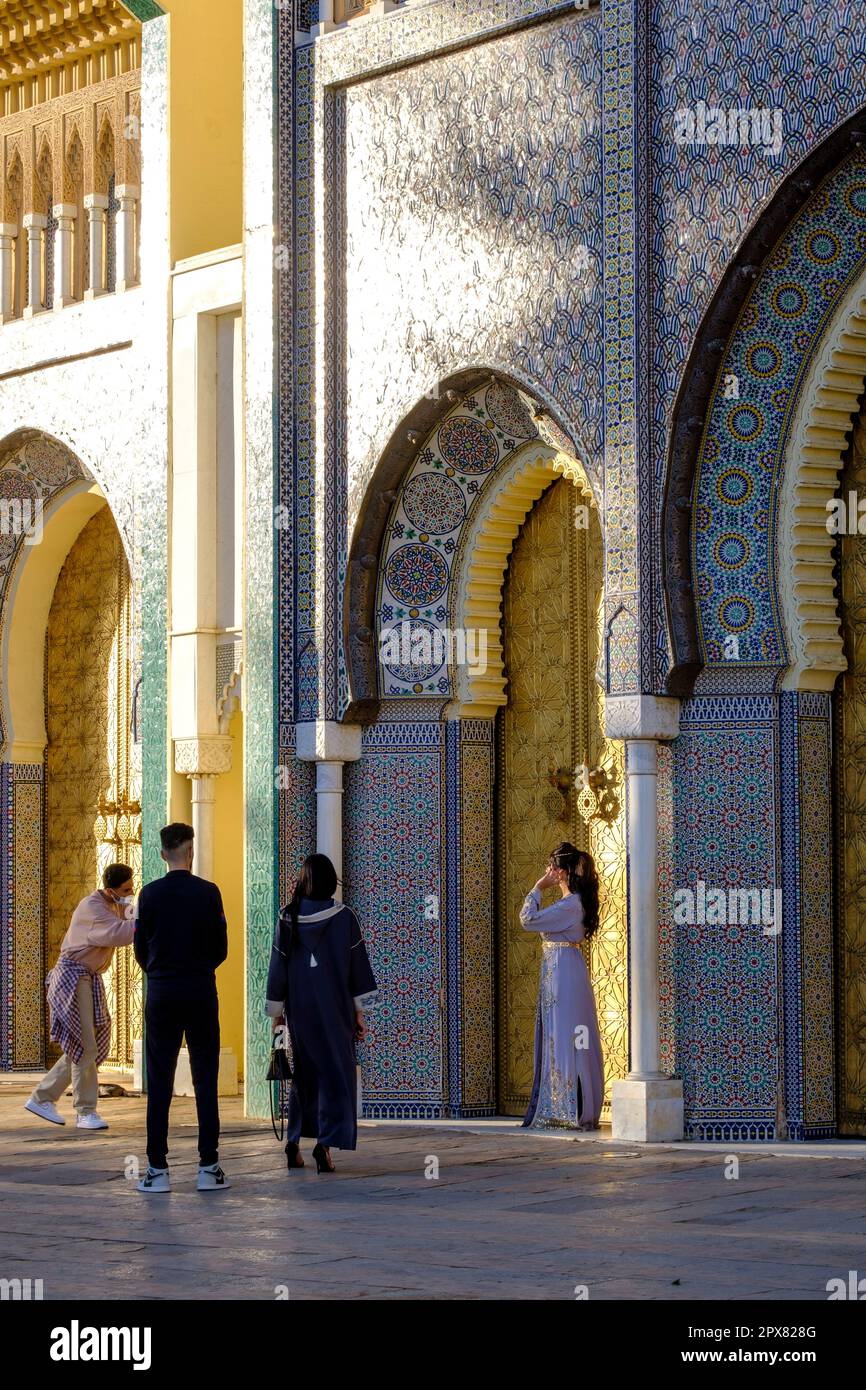 royal palace facade, Fes el-Jdid, Fez, morocco, africa Stock Photo - Alamy