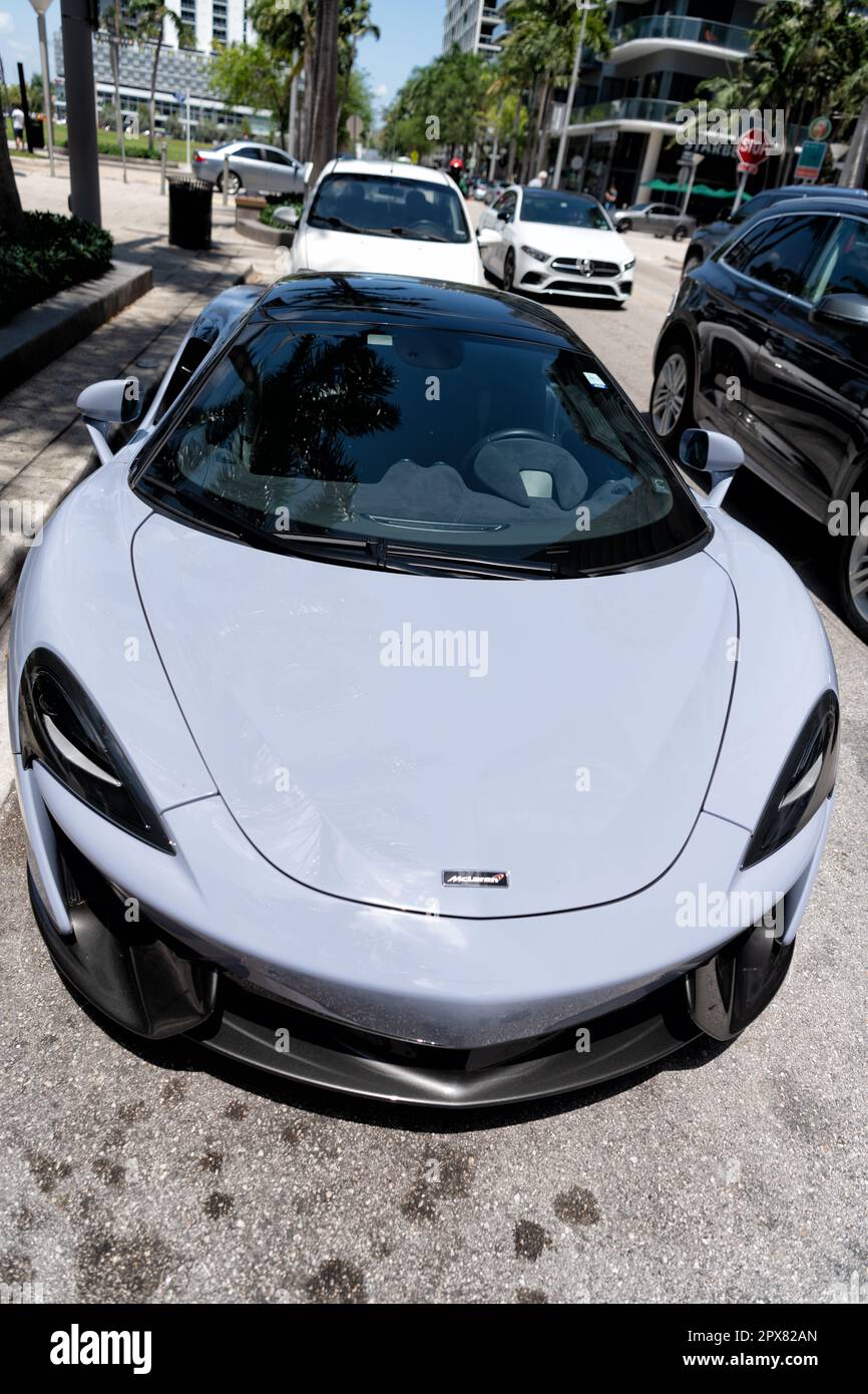 Miami Beach, Florida USA - April 15, 2021: white mclaren 570s ...