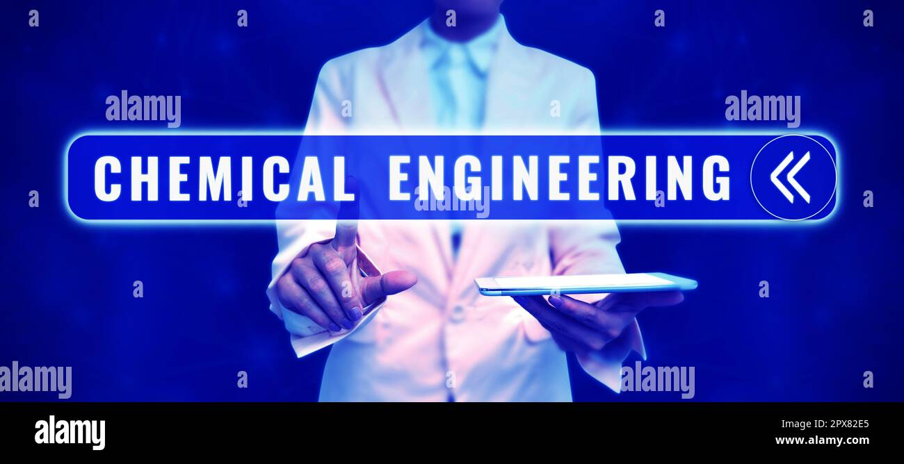 Hand writing sign Chemical Engineering, Word for developing things ...