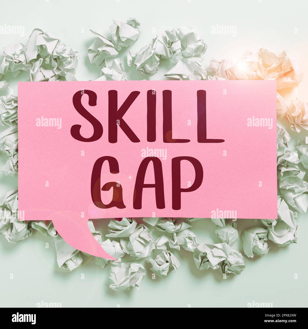 Text caption presenting Skill Gap, Word Written on Refering to a person ...