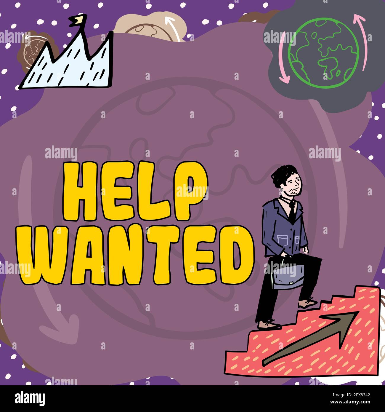 Text caption presenting Help Wanted, Concept meaning advertisement ...