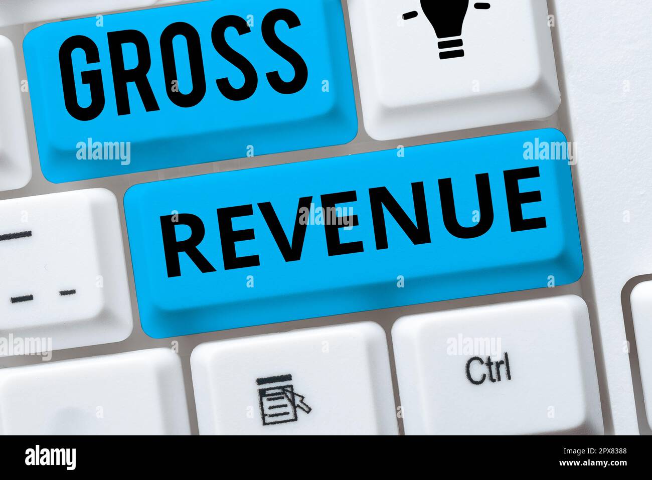 Sign displaying Gross Revenue, Word Written on total value of ...