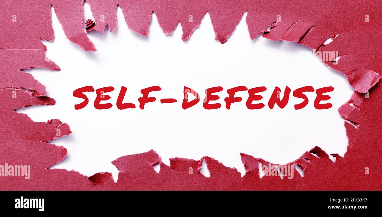 Conceptual display Self Defense, Business idea the act of defending one ...