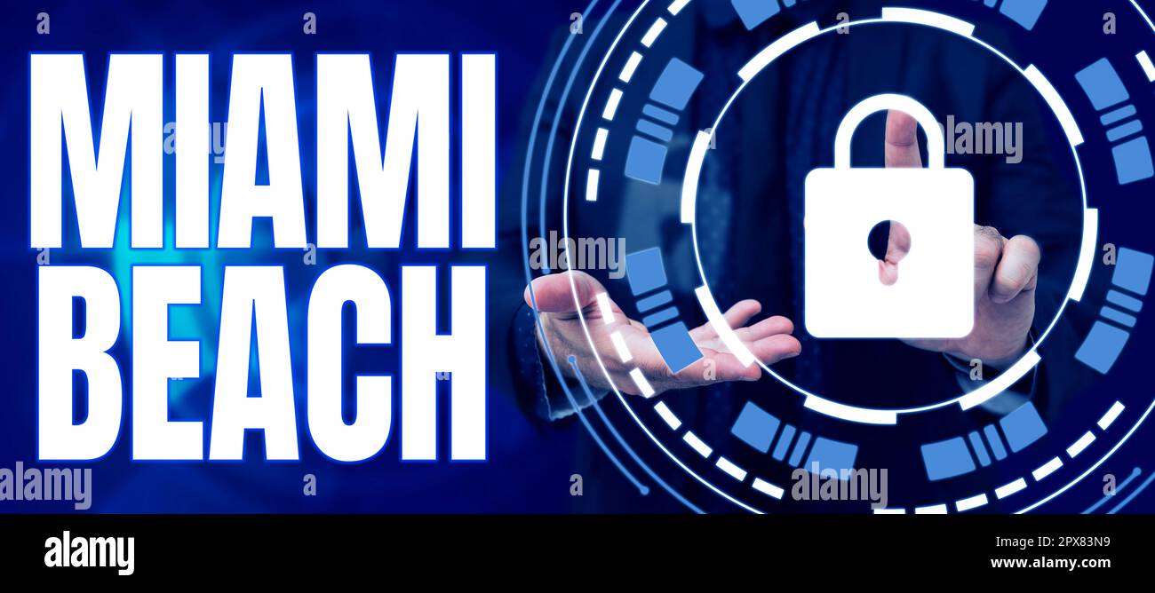 Handwriting text Miami Beach, Conceptual photo the coastal resort city ...