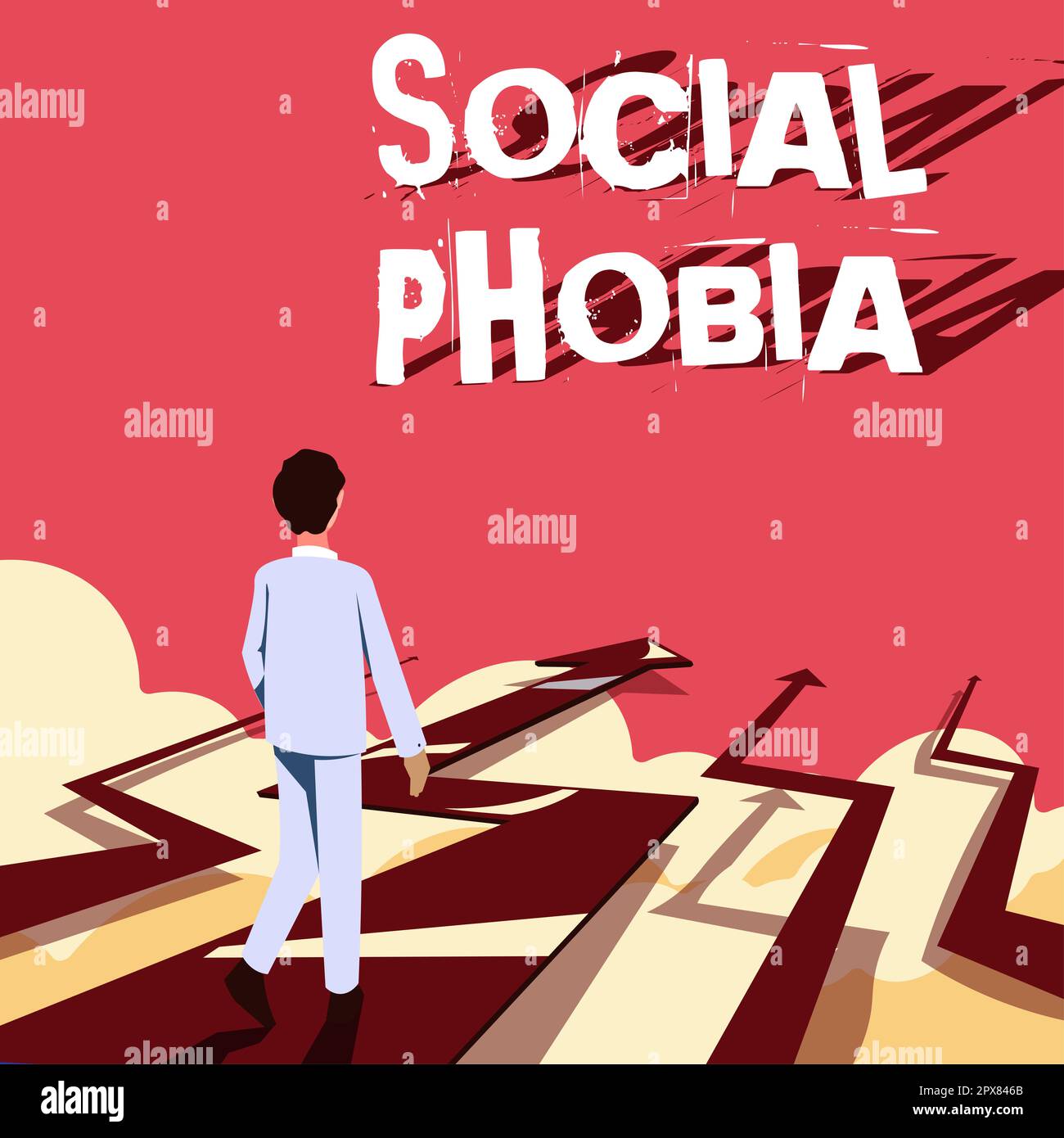 Text caption presenting Social Phobia, Word Written on overwhelming ...