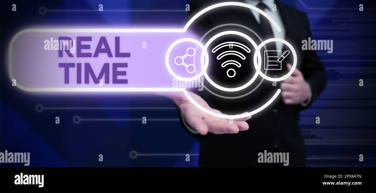 Inspiration showing sign Real Time, Business concept the actual time ...