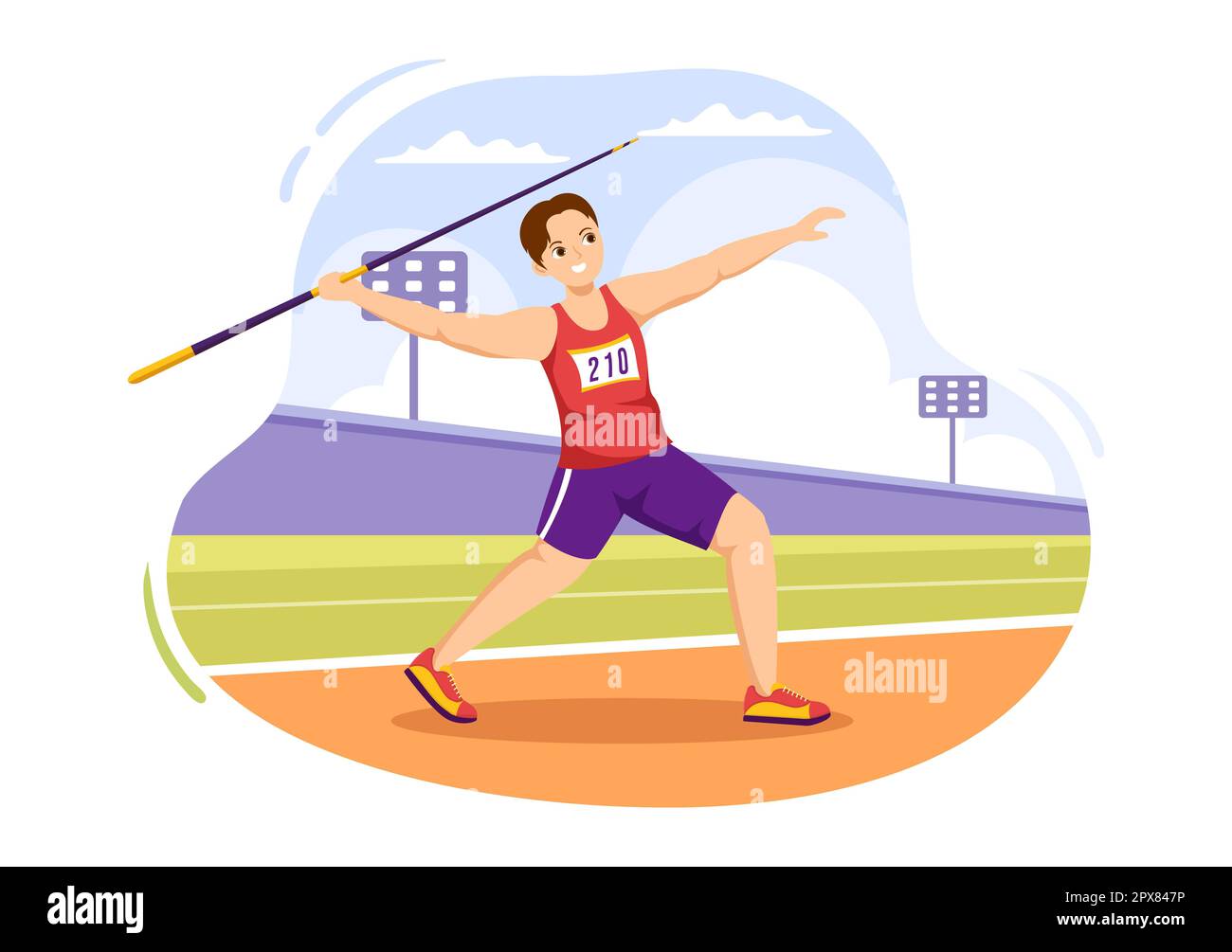 Javelin Throwing Athlete Illustration using a Long Lance Shaped Tool to ...