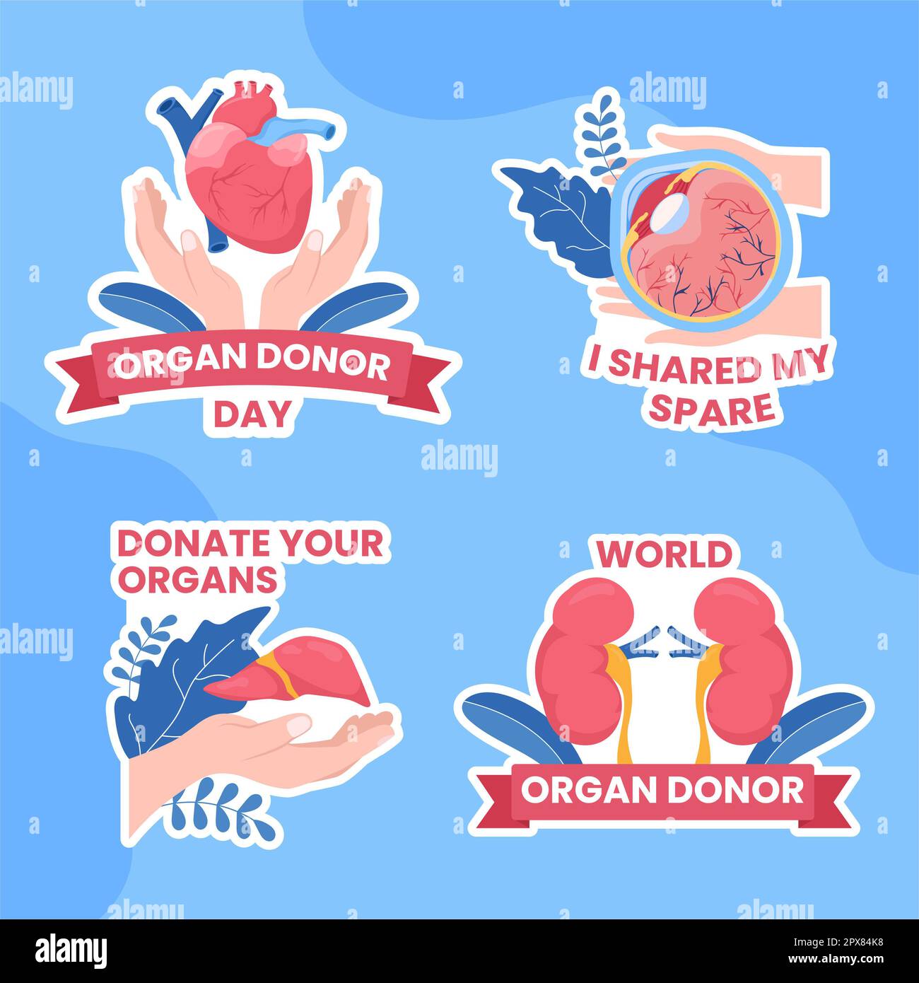 World Organ Donation Day Label Flat Cartoon Hand Drawn Background ...