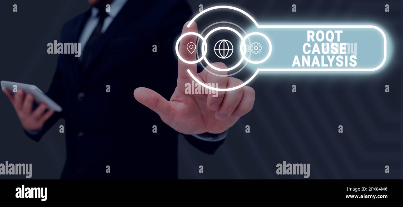 Text sign showing Root Cause Analysis, Word Written on Method of Problem Solving Identify Fault ...