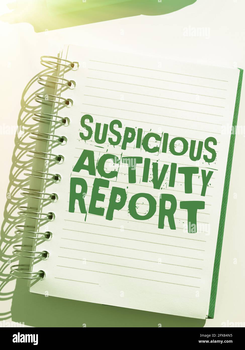 Text caption presenting Suspicious Activity Report, Business showcase ...