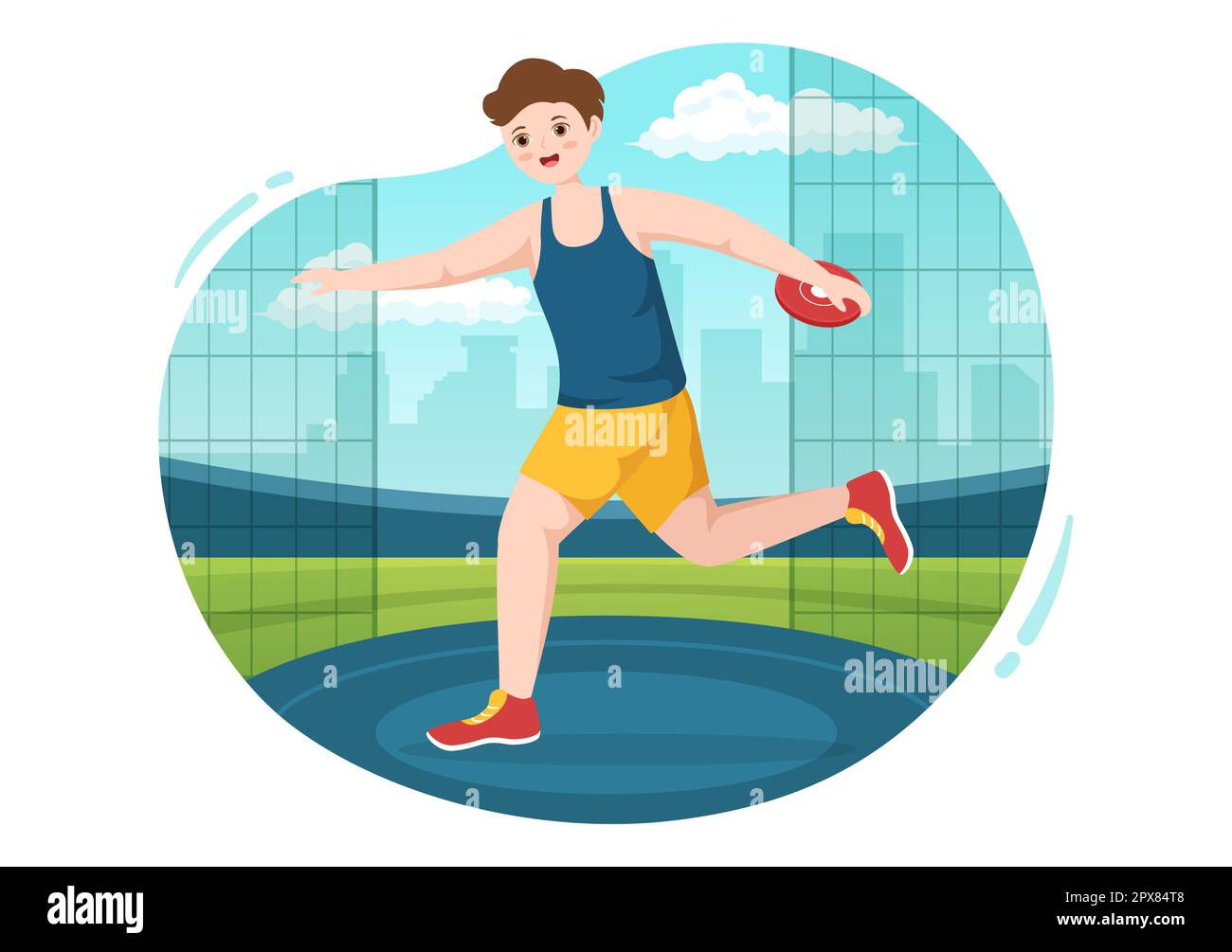 Discus Throw Playing Athletics Illustration with Throwing a Wooden ...